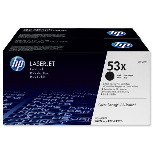HP 53X 2-pack High Yield Black Original LaserJet Toner Cartridges ...