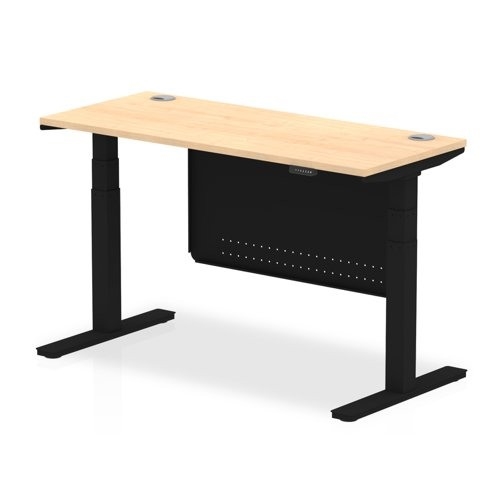 Air Modesty 1400 x 600mm Height Adjustable Office Desk Maple Top Cable ...