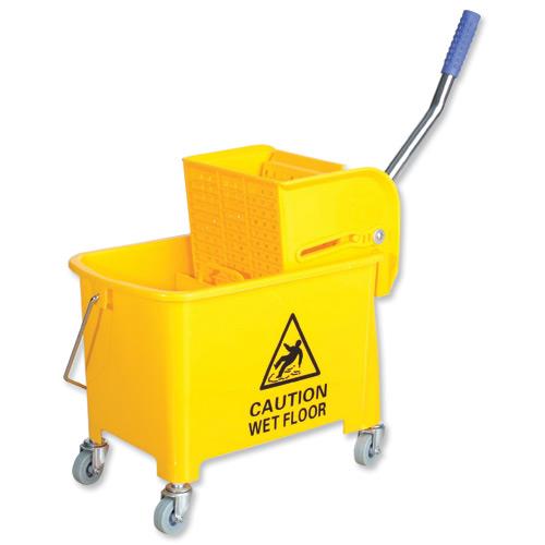 Mop Bucket Mobile Colour Coded with Handle 4 Castors 20 Litre Yellow ...