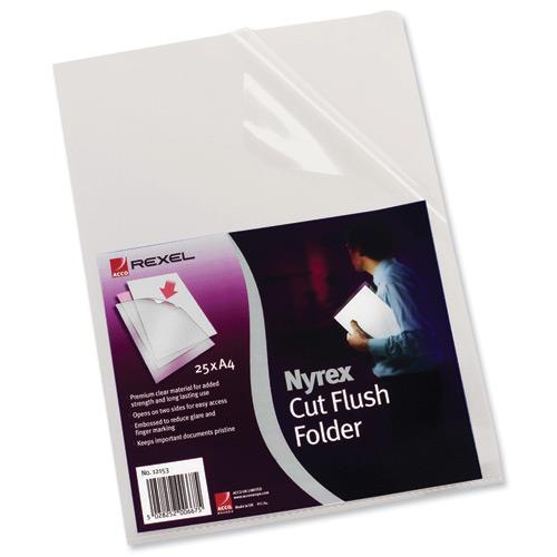 Rexel Nyrex Folder Cut Flush A4 Clear Ref 12153 [Pack 25] - 12153 ...