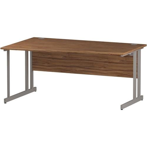 Impulse 1600 Left Hand Silver Cantilever Leg Wave Desk Walnut Ref ...