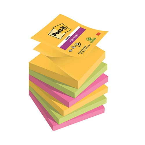 Post-it Super Sticky Z-Notes 76x76mm 90 Sheets Carnival (Pack of 6 ...