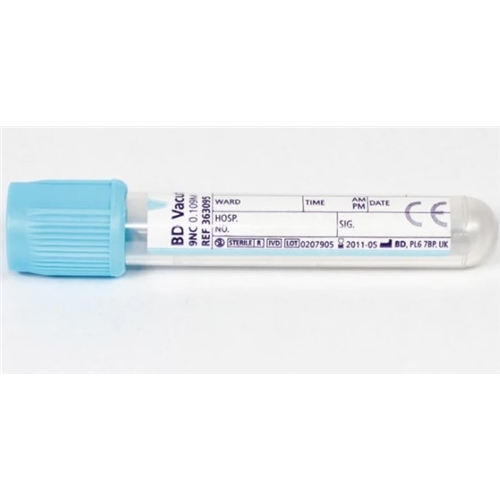 BD Vacutainer® Plus Citrate tube w/ Light Blue HemogardTM Closure x 100 ...