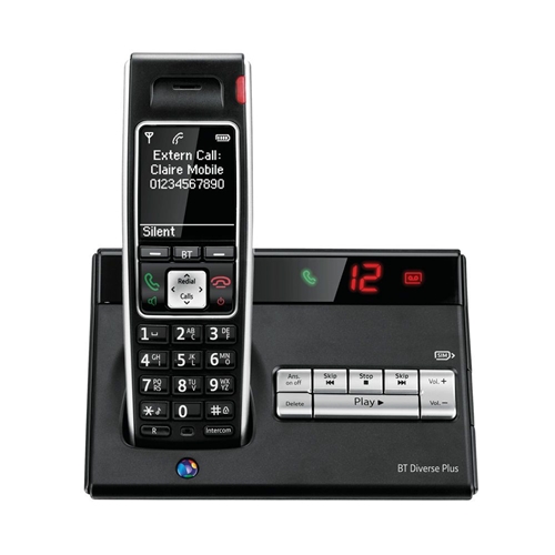 BT Diverse 7450 R DECT Cordless Phone With Answer Machine Black 044712 ...