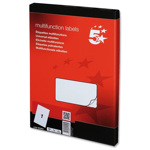 5 Star Office Labels Laser Copier and Inkjet 1 per Sheet 297x210mm [100 ...