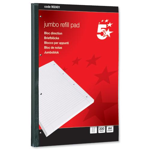 5 Star Office Jumbo Pad Feint Sidebound Ruled with Margin 60gsm 4-Hole ...