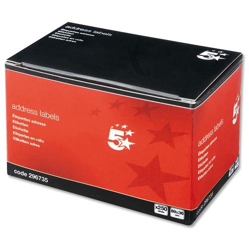 5 Star Office Address Labels 89x36mm on Continuous Roll [250 Labels ...