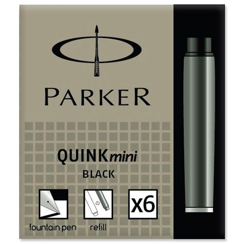 Parker Quink Mini Black Ink Cartridge Ink Refills Ref S0767220 - Pack 6 ...