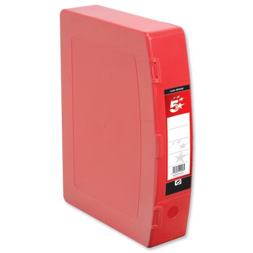 5 Star Office Box File Polypropylene with Twin Clip Lock Foolscap Red ...