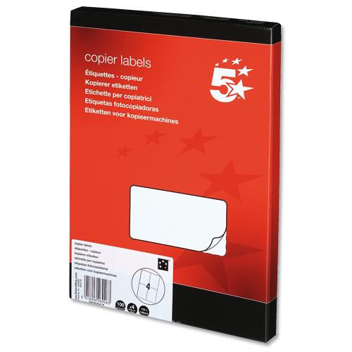 5 Star Office Labels Laser and Inkjet 4 per Sheet 105x149mm White [400 ...