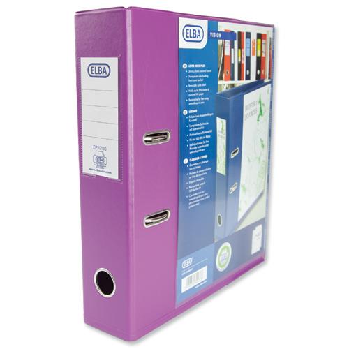 Buy Elba Lever Arch File with Clear PVC Cover 70mm Spine A4 Purple Ref ...