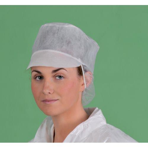 Snood Cap with Peak Disposable Poypropylene White [Pack 100] - D103WHR ...