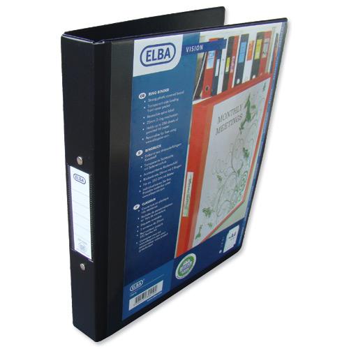 Elba Vision Ring Binder PVC Clear Front Pocket 2 O-Ring Size 25mm A4 ...