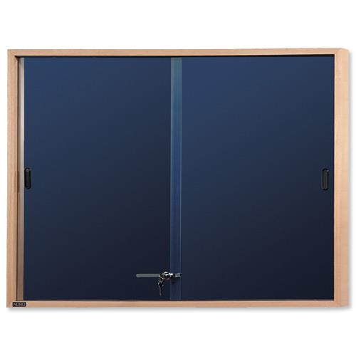 Buy Nobo Slimline Lockable Display Cabinet Noticeboard Sliding Door Oak ...