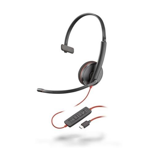 Plantronics Blackwire 3210 USB-C Corded UC Monaural Headset (Black ...