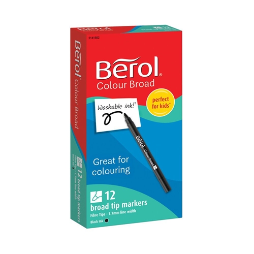 Berol Colour Broad Markers Black (Pack of 12) 2141502 - 2141502 ...