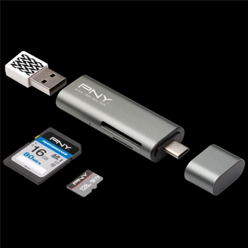 PNY USB-C Card Reader Adapter for SD Card and MicroSD - R-TC-UA-3N1E01 ...