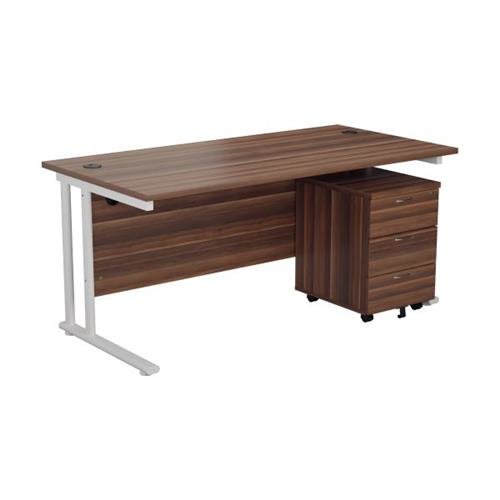 Allegro 1400 Rectangular Desk And Pedestal White Legs & 3 Drawer Mobile ...