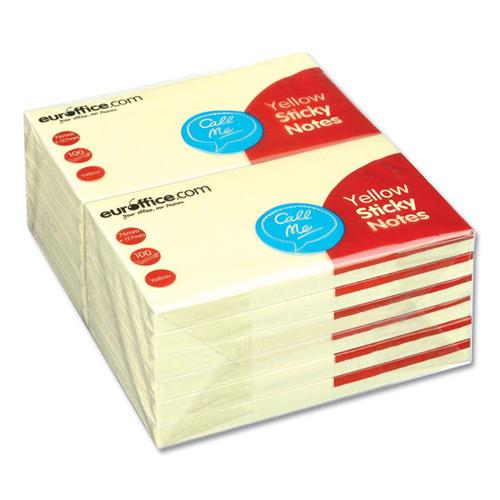 Euroffice Repositionable Sticky Notes 76x127mm 100 Sheets per Pad ...