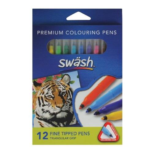 Swash KOMFIGRIP Colouring Pen Fine Tip Assorted (Pack of 12) TW12F ...