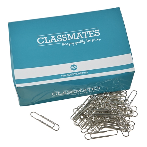 Classmates Paperclips, Silver, 51mm [Pack of 1000] - 44122105 ...