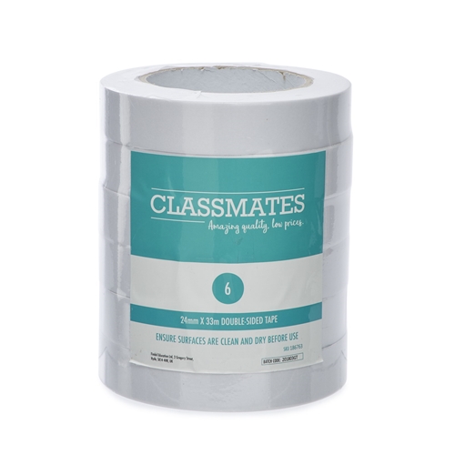 Classmates Double Sided Tape, Clear, 24mmx33m [Pack of 6] - 31201501 ...