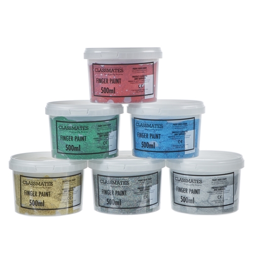 Classmates Finger Paint, Assorted Glitter Colours, 500ml [Pack of 6 ...