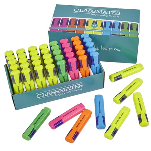 Classmates Highlighters, 5mm Chisel Tip, 5 Assorted Colours [Pack of 48 ...