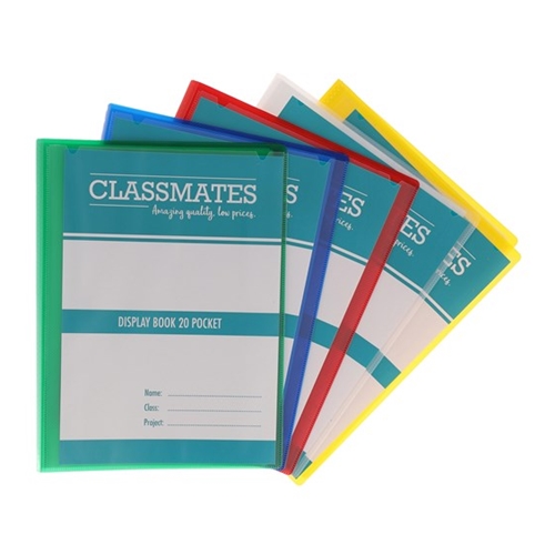 Classmates Display Book, Assorted Colours, A4, 20 Clear Pockets [Pack ...