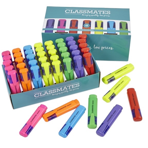 Classmates Highlighters, 5mm Chisel Tip, 7 Assorted Colours [Pack of 48 ...