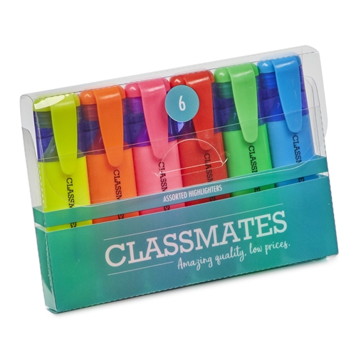 Classmates Highlighters, 5mm Chisel Tip, Assorted Colours [Pack of 6 ...