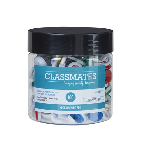 Classmates Hook Drawing Pins, Assorted Colours, - 44122106 ...