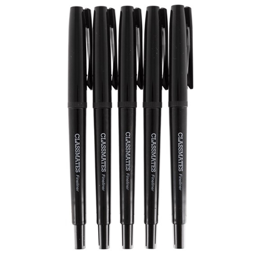 Classmates Fineliner Pens, Black, 0.4mm Tip [Pack of 10] - 44121701 ...