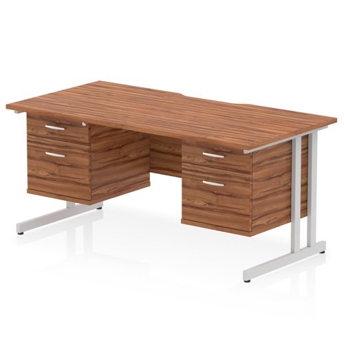 Buy Impulse 1600 x 800mm Scalloped Edge Straight Office Desk Walnut Top ...