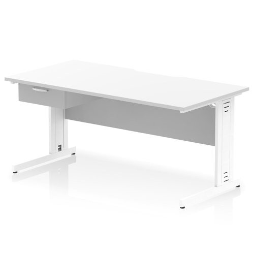 Impulse 1600 x 800mm Scalloped Edge Straight Office Desk White Top ...
