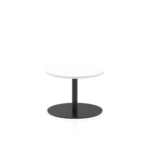 Italia 600mm Round Coffee Table White Top 475mm High Black Leg ...