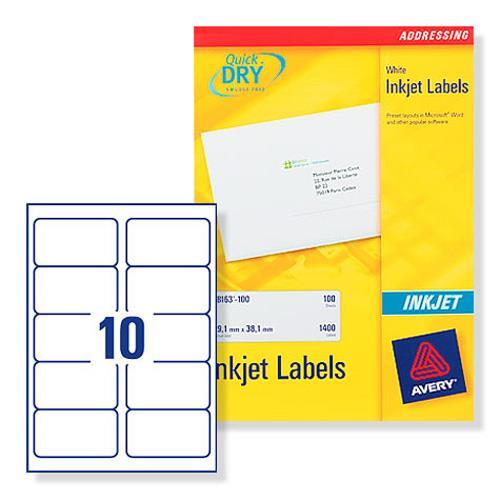 Buy Avery J8173 White Inkjet Address Labels 99.1x57mm Ref J8173-100 ...