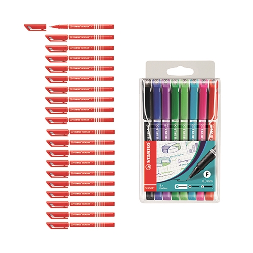 Stabilo Sensor F-tip Fineliner Pen Red (Pack of 10) 189/40 x2 - FREE ...